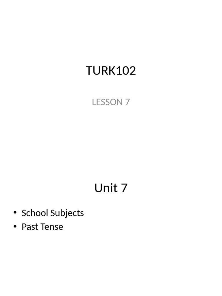 Turk102 Lesson7 2 | PDF