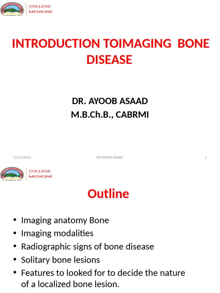 Lec 1 Last Introduction to Bone Disease | PDF | Bone | Medical Imaging