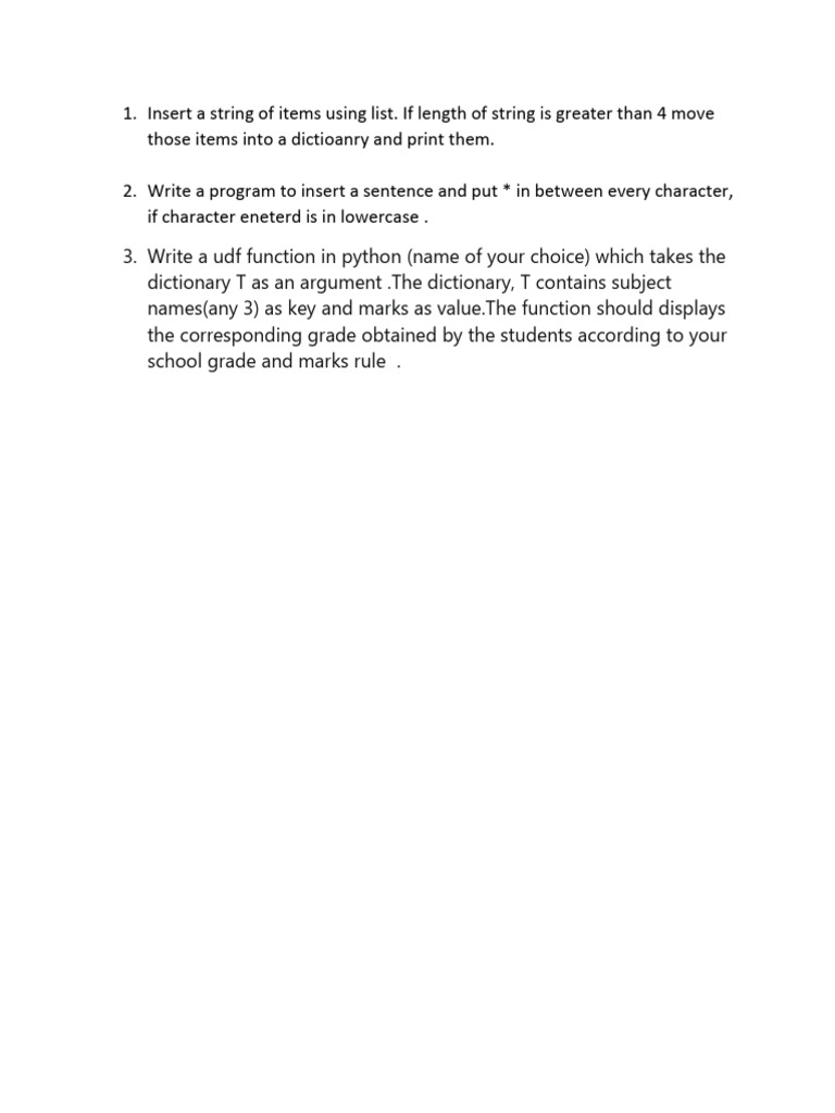 Python String and Dictionary Tasks | PDF