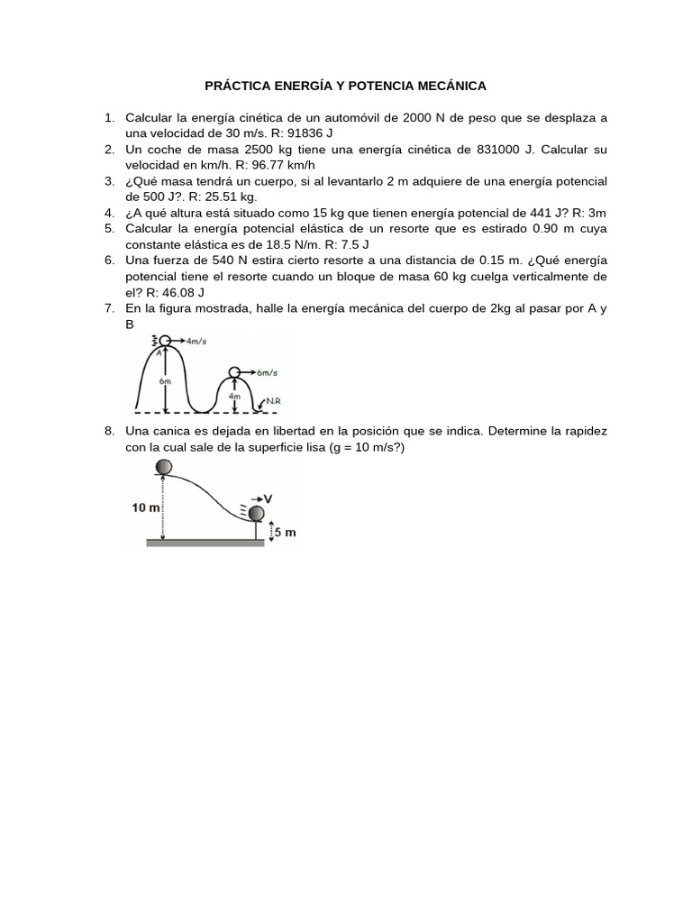 Práctica Energía y Potencia Mecánica | PDF