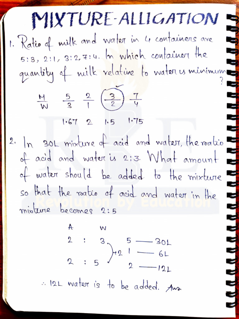 Mixture N Alligation | PDF