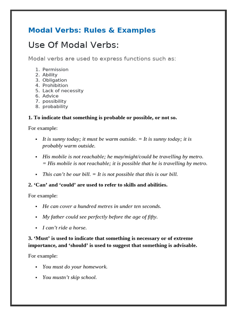 Modal Verbs lesson 3 | PDF | Linguistics | Semantics
