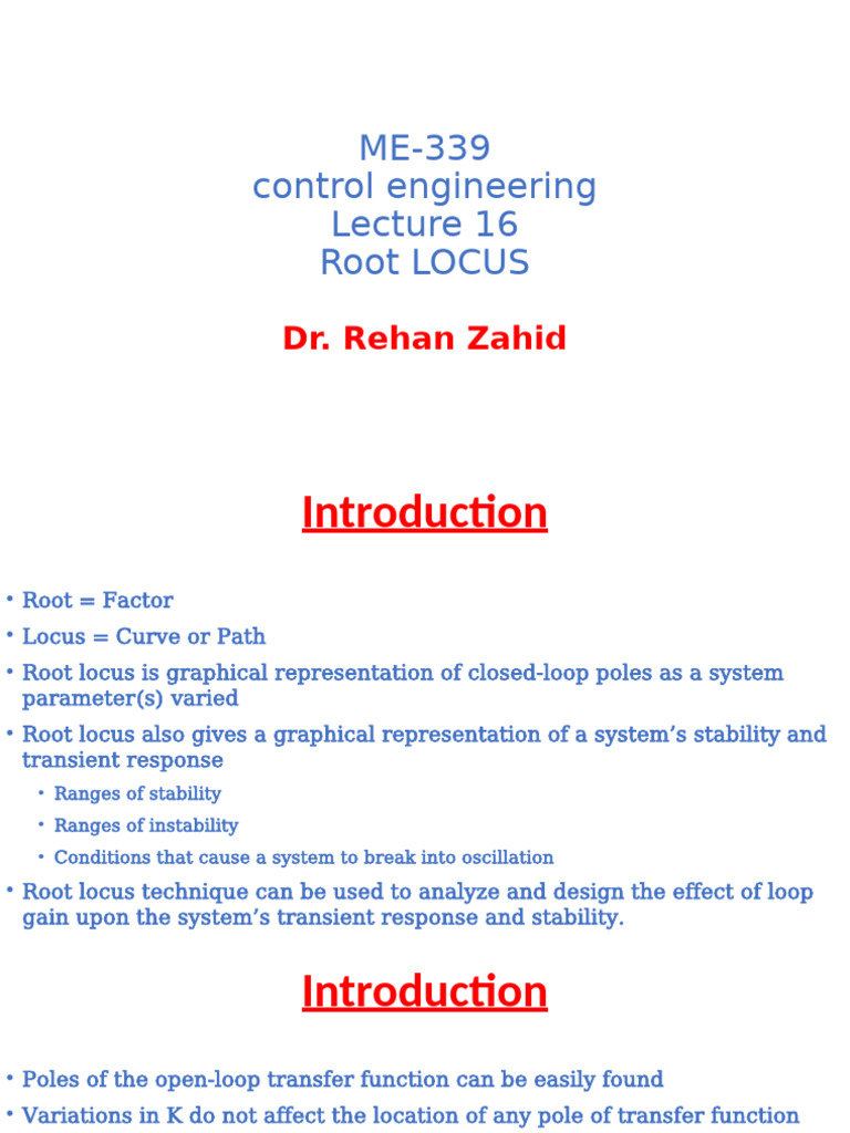 Lecture 17 - Root Locus - Part A | PDF | Damping | Complex Number