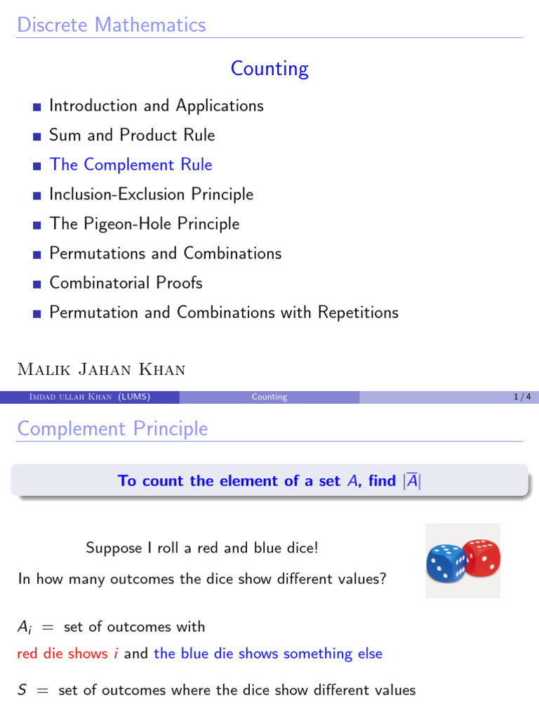 CS210 Slides 11 03 Counting Complement Rule | PDF