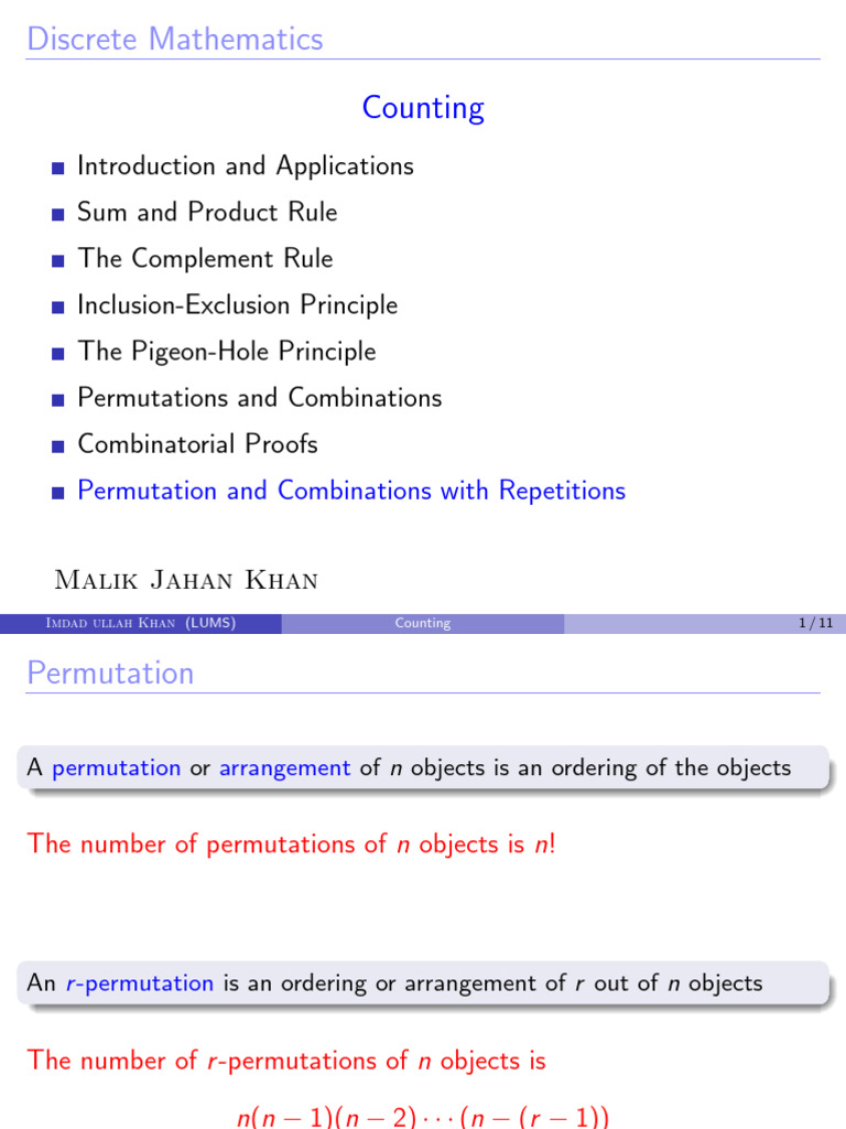 Discrete Math: Counting Essentials | PDF | Mathematical Analysis | Mathematical Concepts