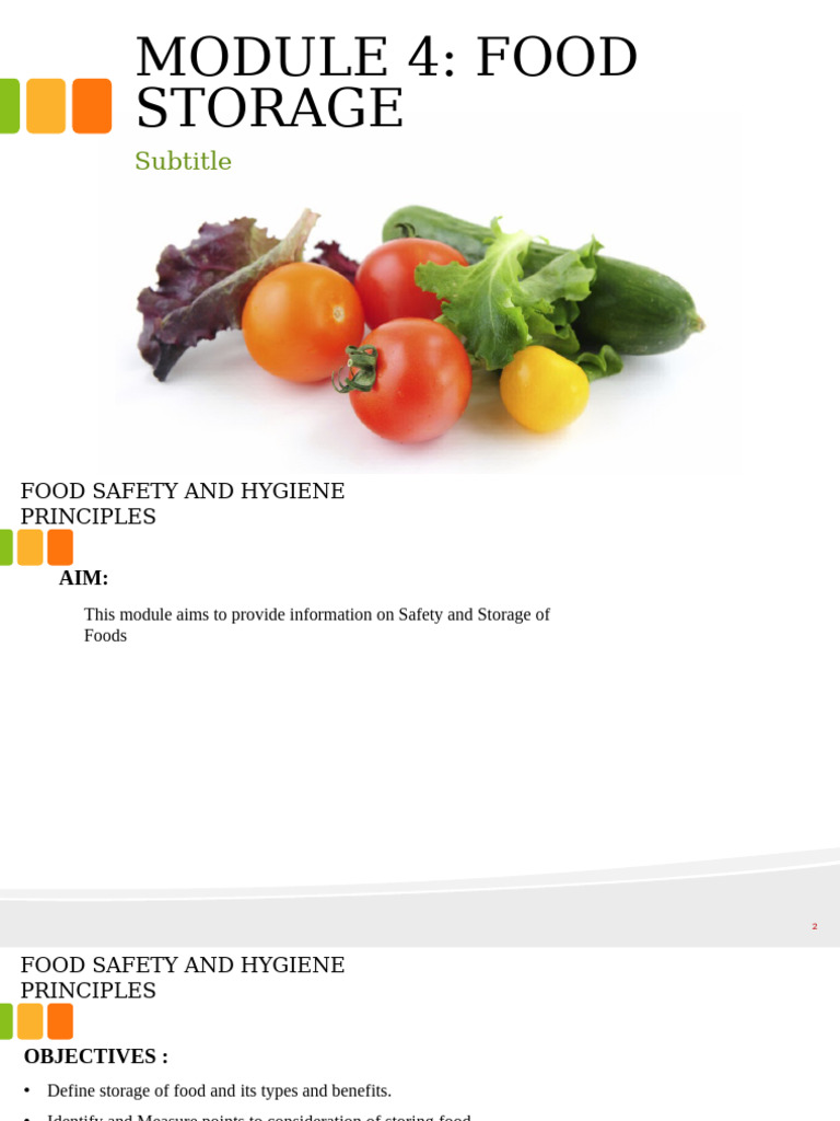 Module 4 Food Storage | PDF | Food Storage | Refrigerator
