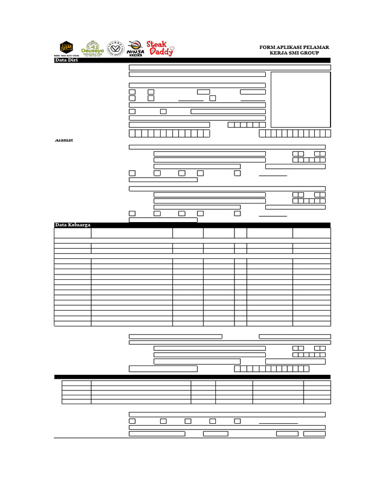 002 FORM Aplikasi PELAMAR KERJA 1 | PDF