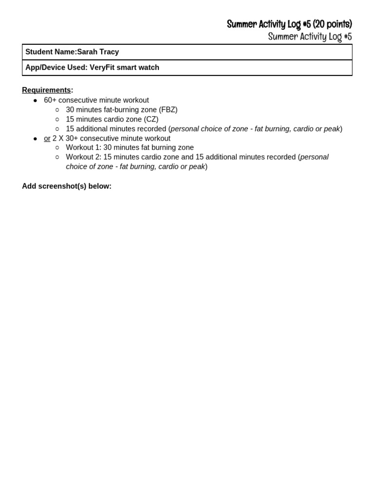 Sarah Tracy (Student) - 5. Summer Activity Log #5 On 2024-07-02 14 - 35 - 26 | PDF | Mobile ...