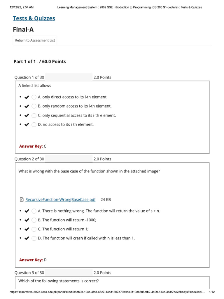 CS200 Past Final 2020 | PDF