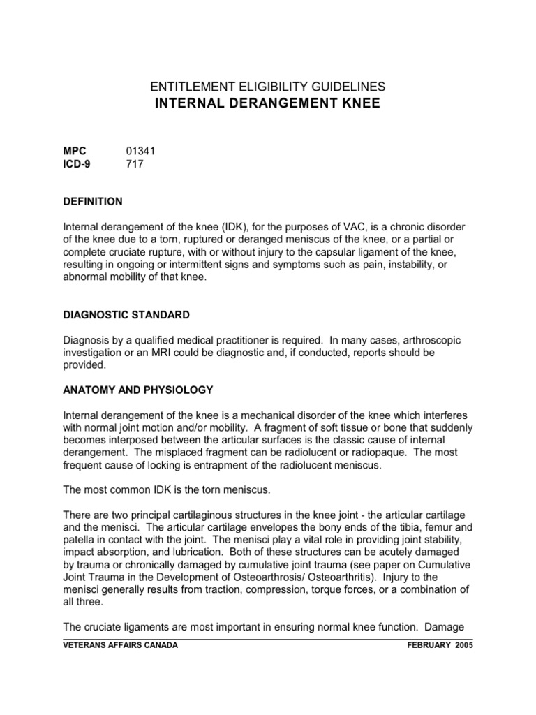 Internal Derangement Knee | PDF | Knee | Musculoskeletal System
