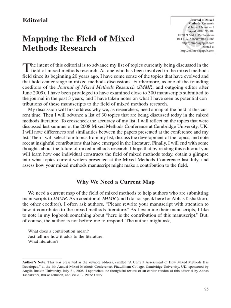 Creswell 2008 Editorial Mapping The Field of Mixed Methods Research | PDF | Methodology ...