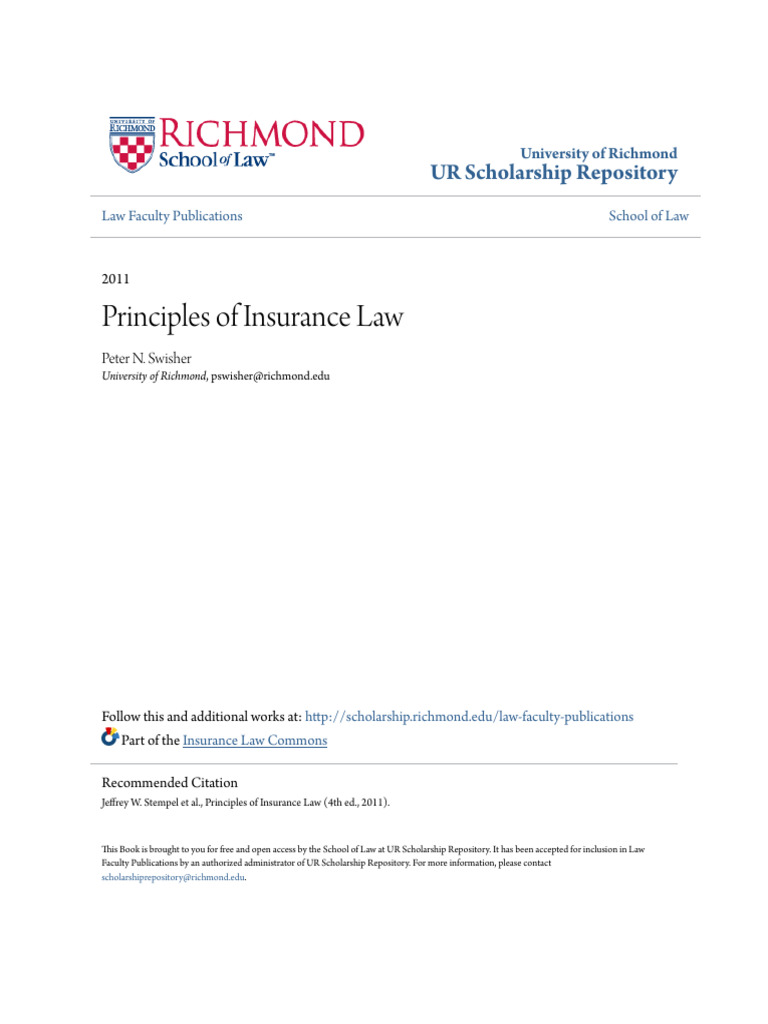 Principles of Insurance Law | PDF | Insurance | Liability Insurance
