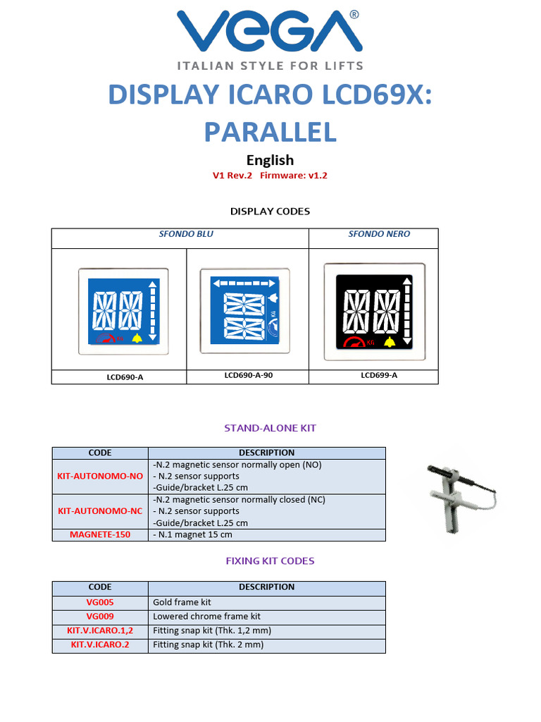 VEGA DISPLEJ PARALEL LCD690-699 V1 Rev.2 Fw1.2 | PDF | Power Supply | Electrical Engineering