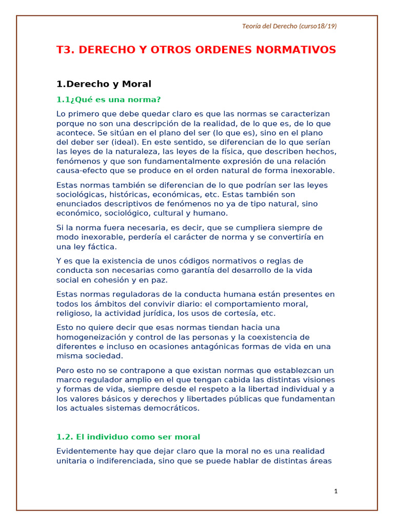 T3 Teoria Del Derecho | PDF | Moralidad | Comportamiento