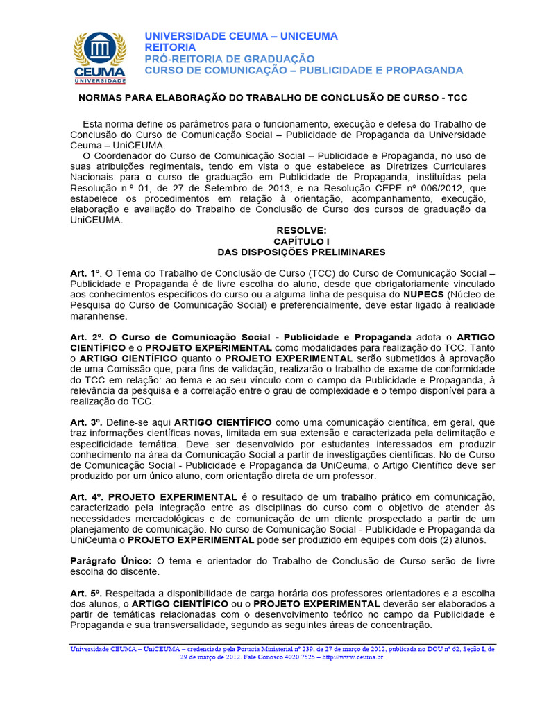 Normas para TCC em Publicidade e Propaganda | PDF | Abstract (resumo ...
