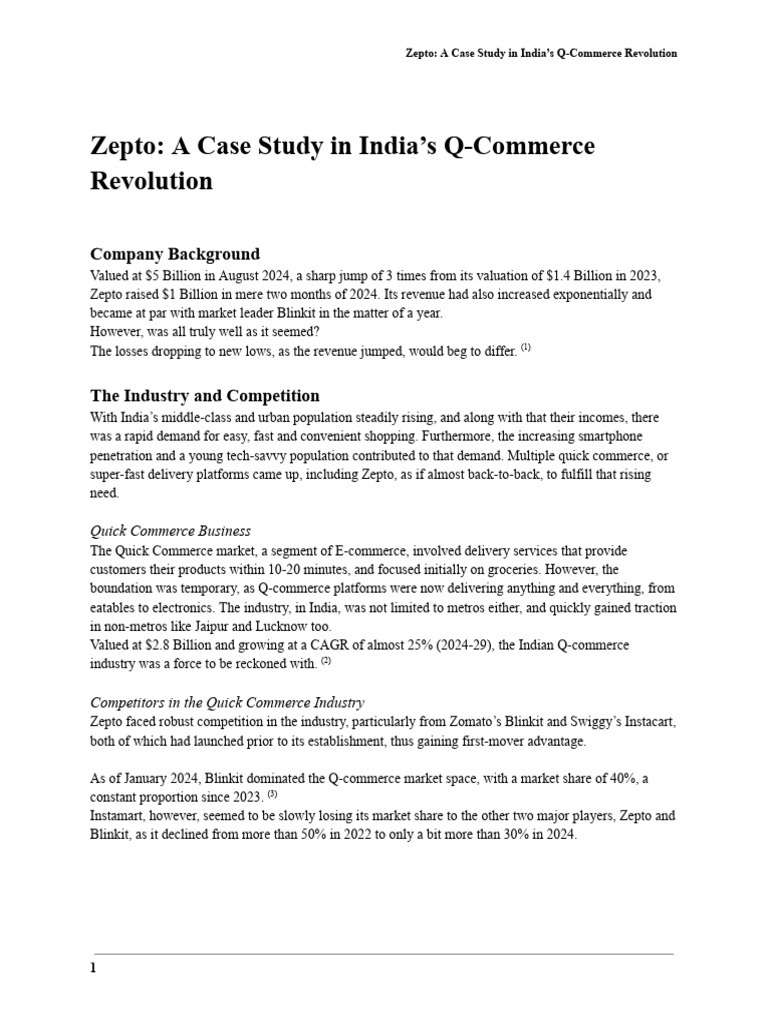 Zepto's Q-Commerce Growth in India | PDF | E Commerce | Inventory