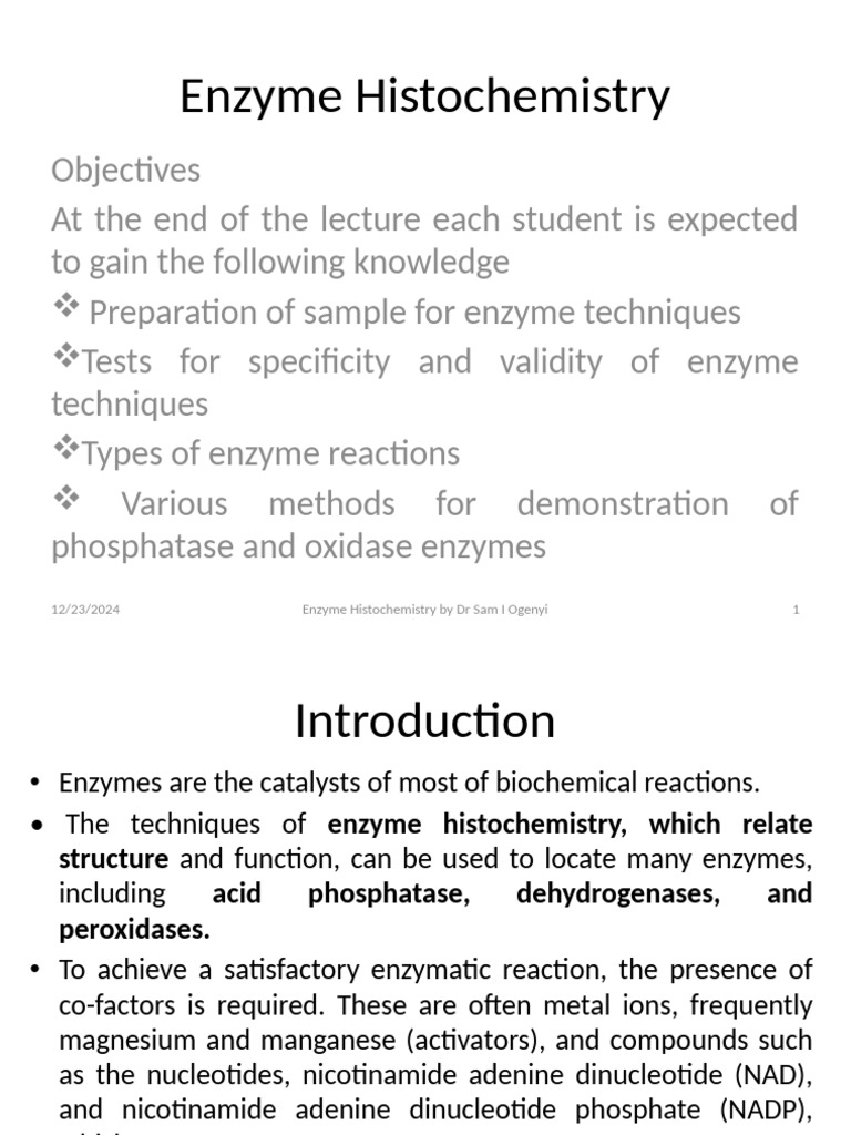 Enzyme Histochemistry | PDF | Nicotinamide Adenine Dinucleotide | Enzyme