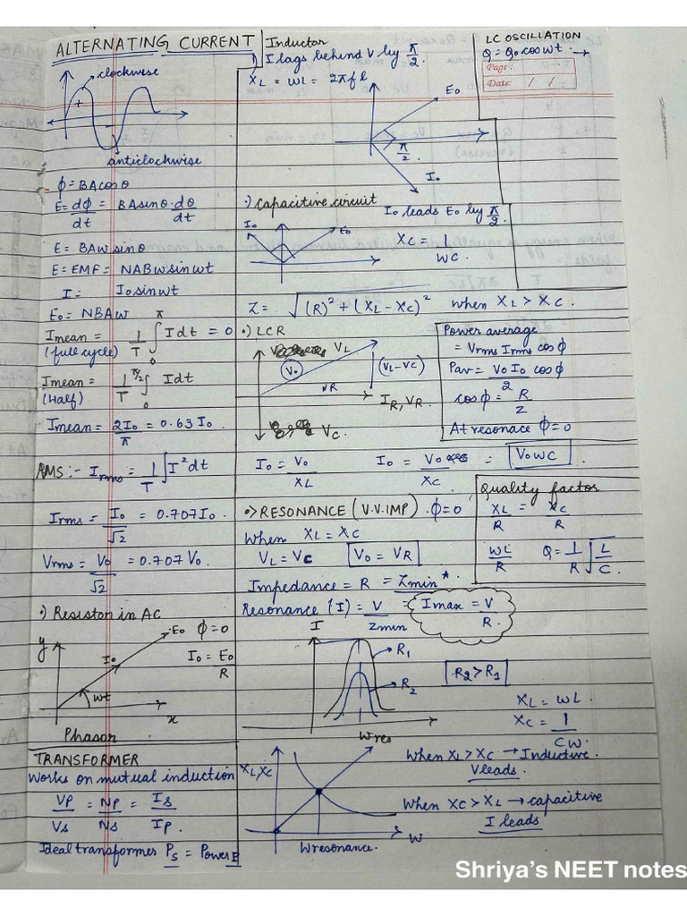 AC Formula Sheet | PDF