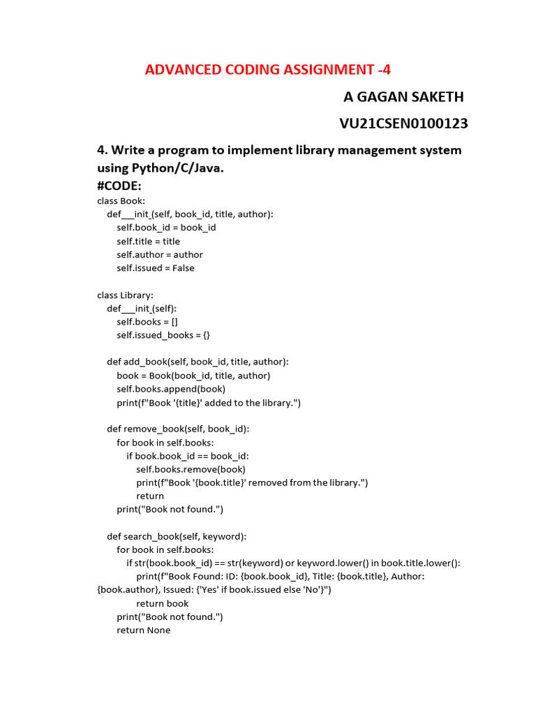 ADVANCED CODING ASSIGNMENT -4(0123) | PDF | Object Oriented Programming ... ADVANCED CODING ASSIGNMENT -4(0123) | PDF | Object Oriented Programming ...