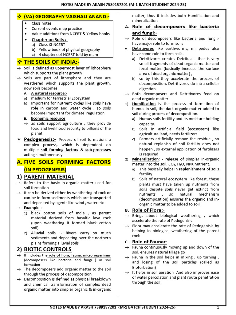 10 (Va) Geography by Vaishali Anand Mam (Va) | PDF | Soil | Decomposition