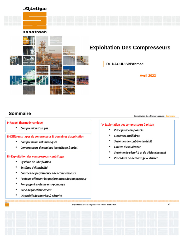 04- Exploitation Des Compresseurs | PDF | Piston | Mécanique des milieux continus