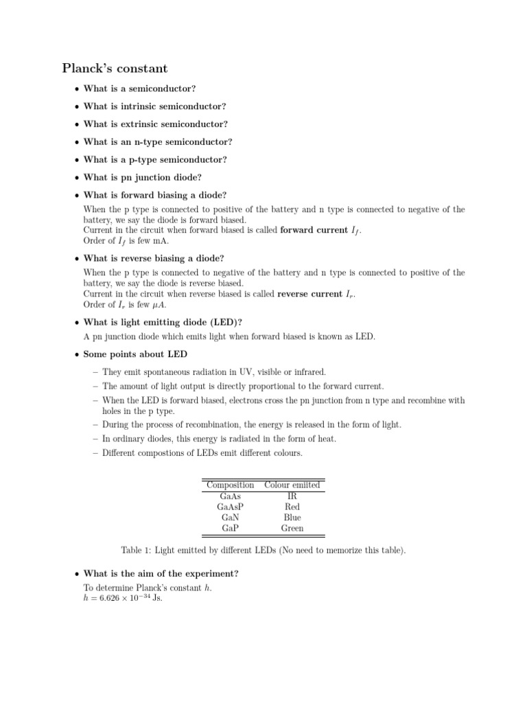 Planck's Constant | PDF | Photon | Light