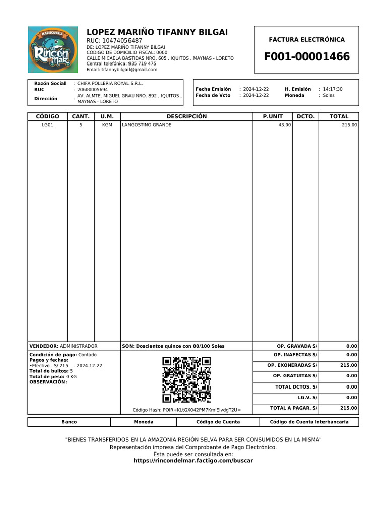 F001-00001466 (1) | PDF | Tecnología bancaria | Pagos