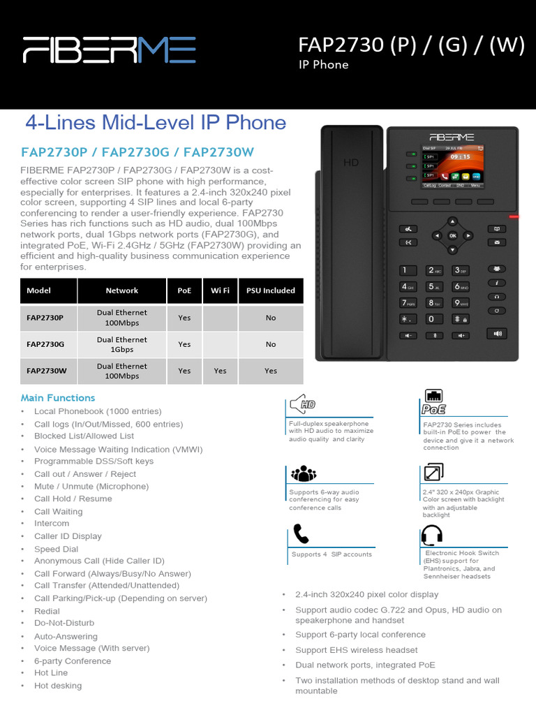 Datasheet FAP2730 English | PDF | Telephone | Session Initiation Protocol