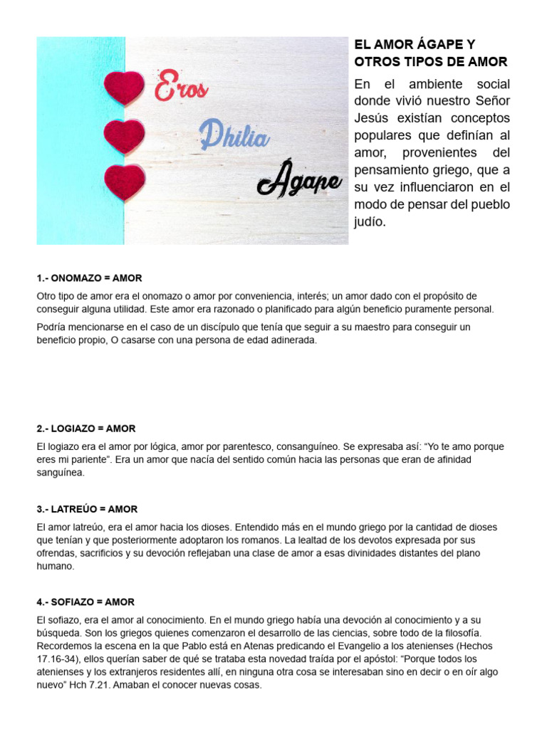El Amor Ágape y Otros Tipos de Amor | PDF | Amor