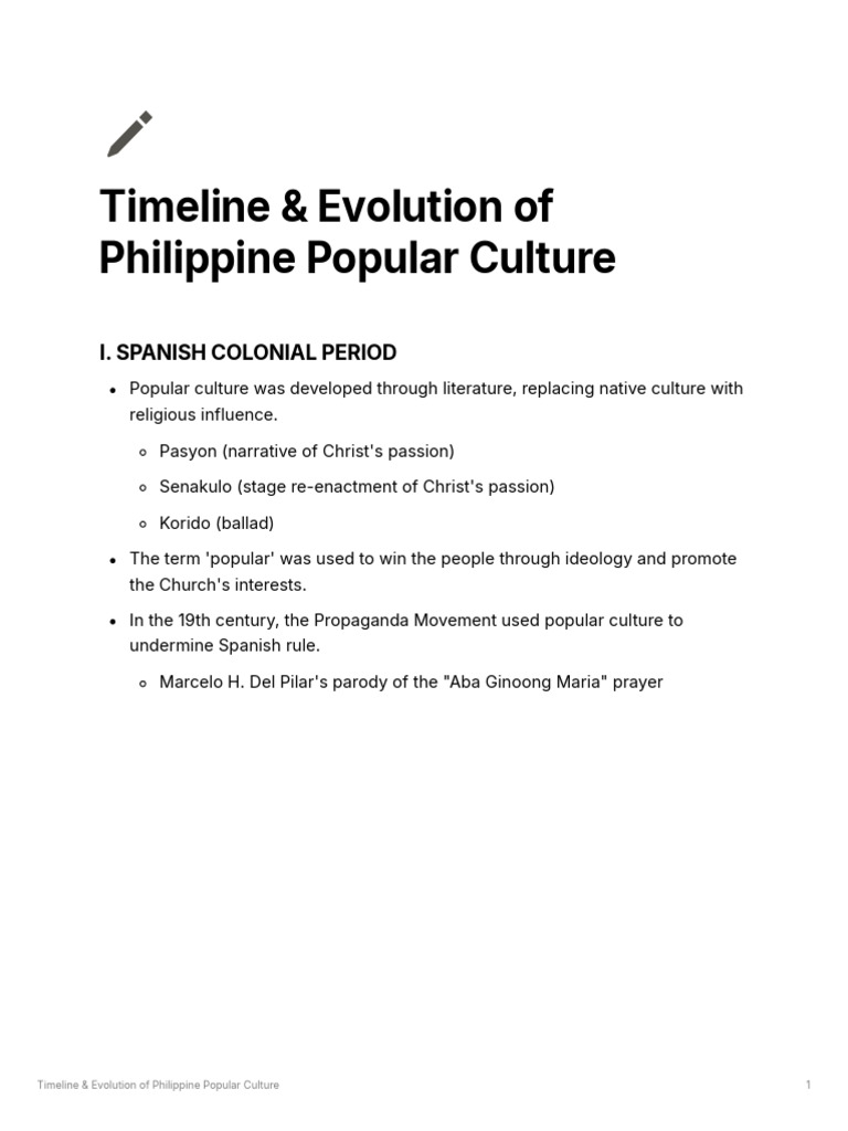 Timeline & Evolution of Philippine Popular Culture | PDF | Philippines