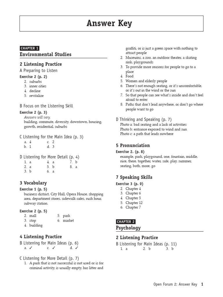 Open Forum 2 Answer Key Overview | PDF | Stress (Linguistics) | Paintings