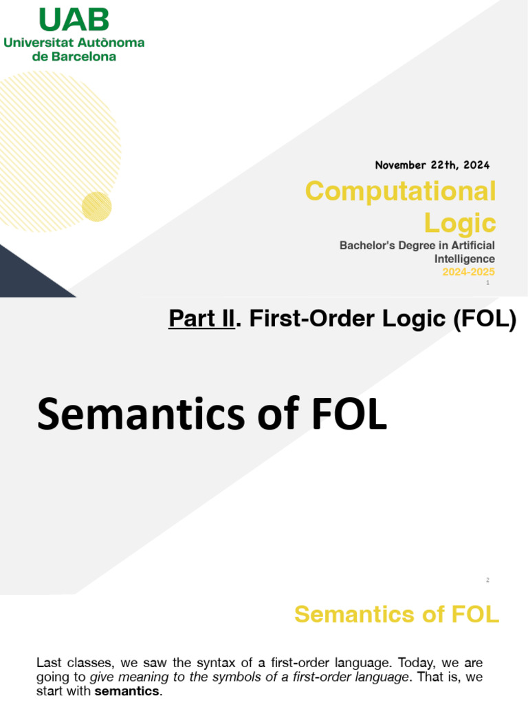 Semantics of FOL I | PDF | Interpretation (Logic) | Astronomy