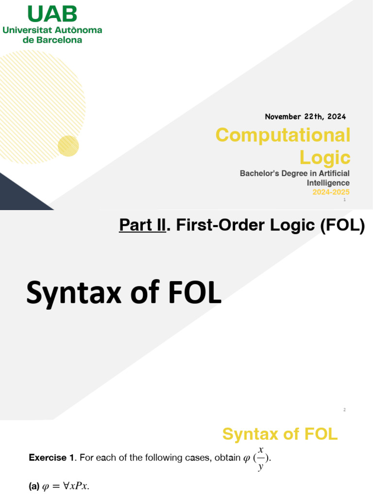 Syntax of FOL II (22112024) | PDF | Formalism (Deductive) | Mathematical Logic