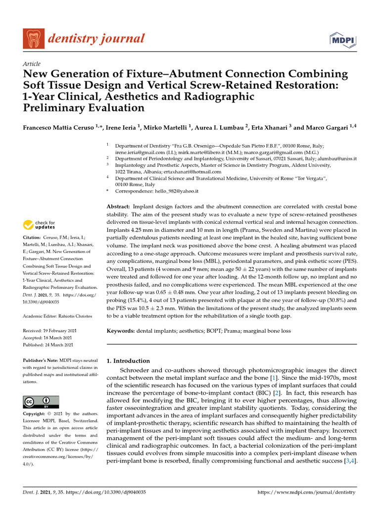 xNew_Generation_of_Fixture-Abutment_Connection_Comb | PDF | Dental Implant | Dentistry Branches