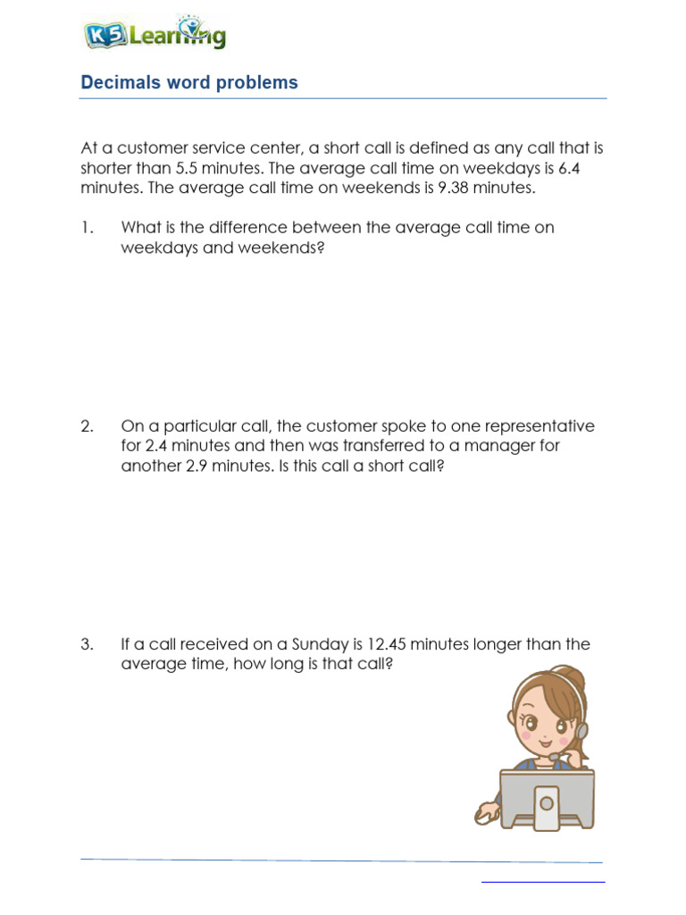 Grade 5 Decimals Word Problems Answers | PDF