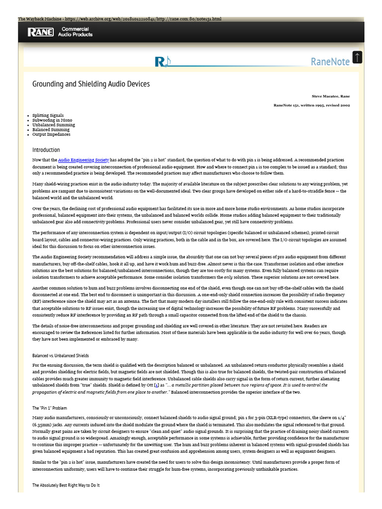 Grounding & Shielding in Audio Systems | PDF | Power Supply | Electricity