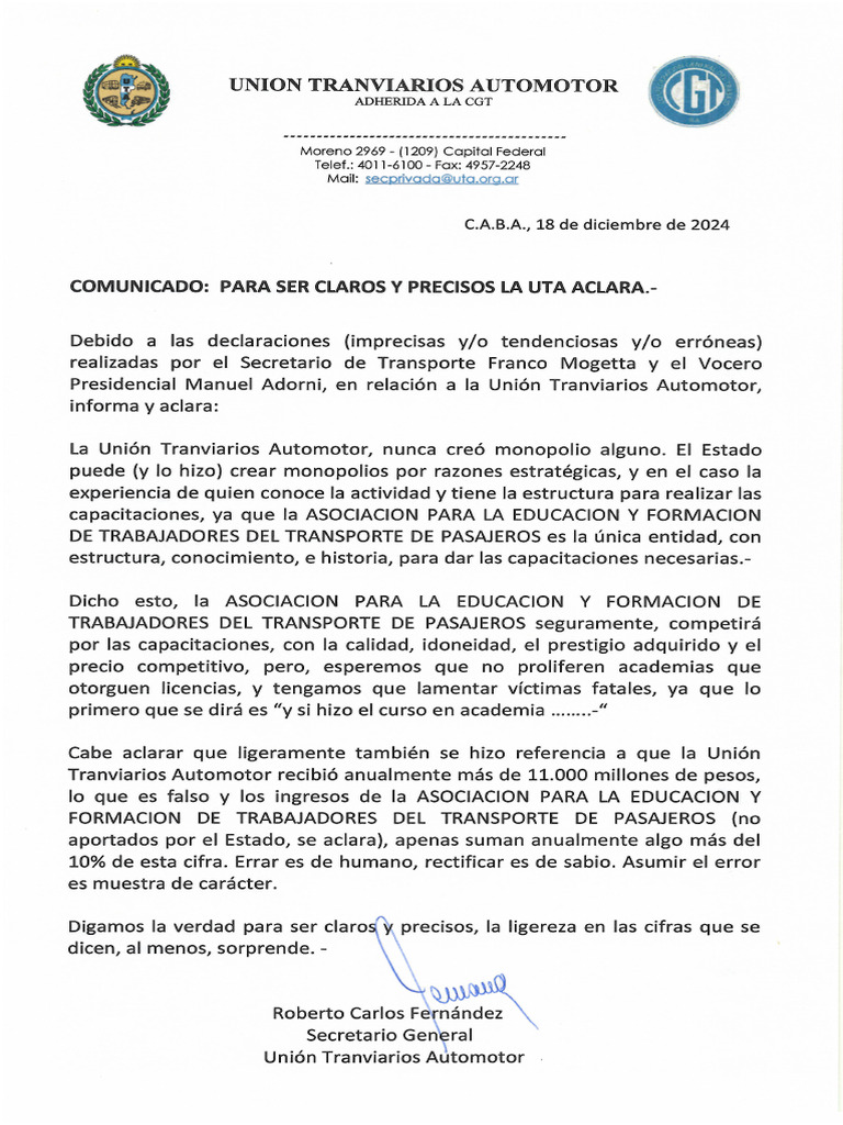 Comunicado Para Ser Claros y Precisos | PDF