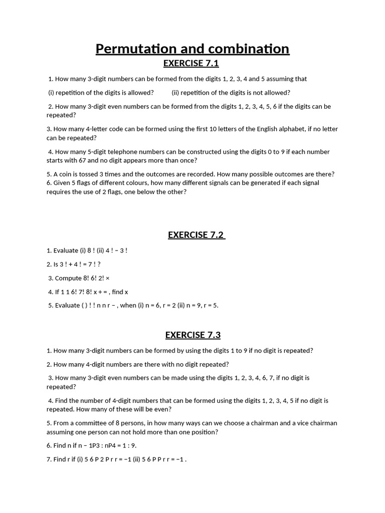 EXERCISE 7 | PDF | Consonant | Permutation