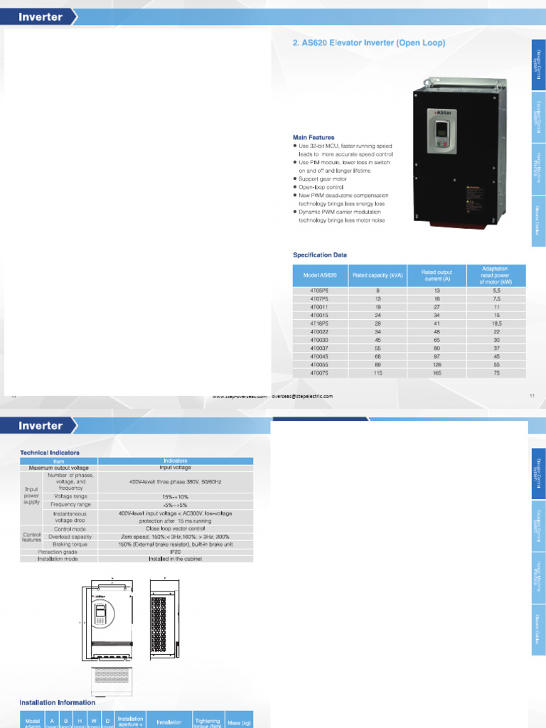 Open Loop Elevator Inverter AS620 | PDF