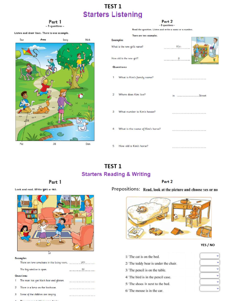 STARTERS TEST 1 | PDF