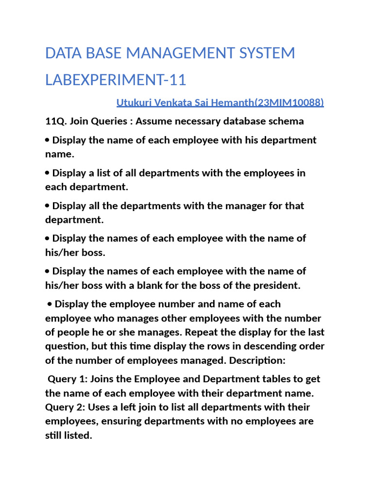 DBMS Labexperiment-11 23mim10088 | PDF