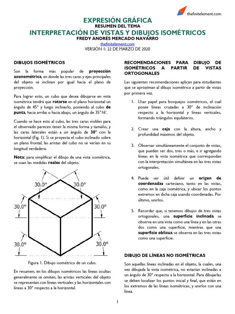Resumen Interpretacin de Vistas y Dibujo de Isometricos | PDF | Geometría euclidiana | Geometría