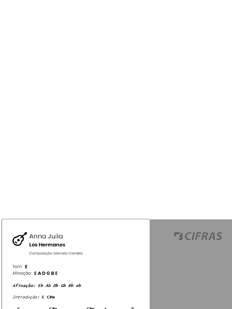 CIFRAS Cifra Los-Hermanos Anna-Julia | PDF