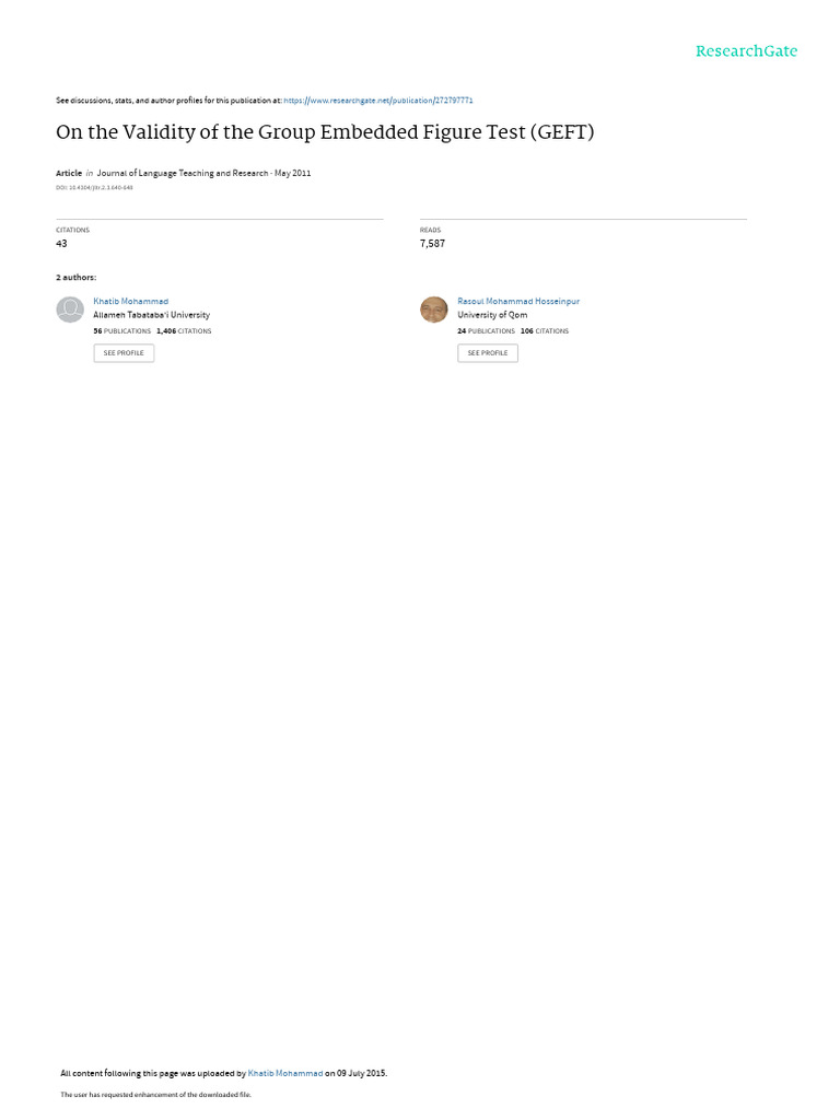 On The Validity of The Group Embedded Figure Test - 1 | PDF ...