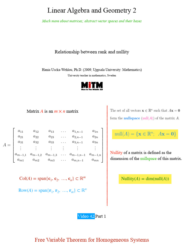Linear Algebra: Rank and Nullity | PDF | Linear Subspace | Vector Space