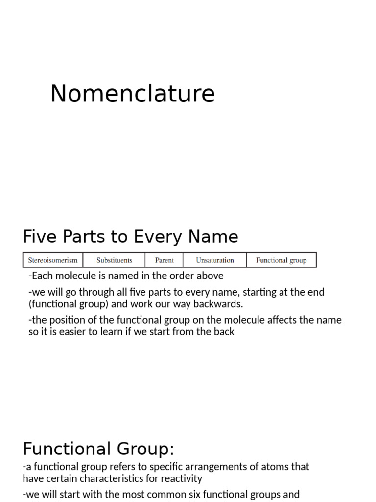 Nomenclature | PDF | Functional Group | Organic Chemistry