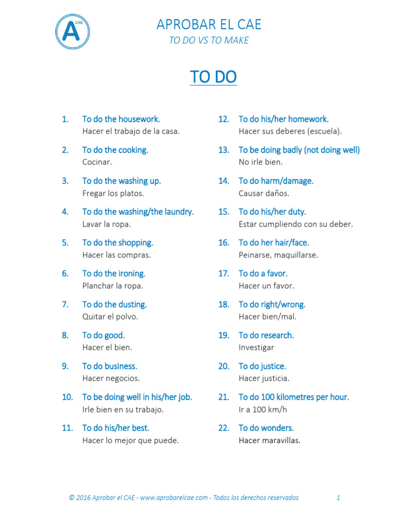 To Do Vs To Make | PDF