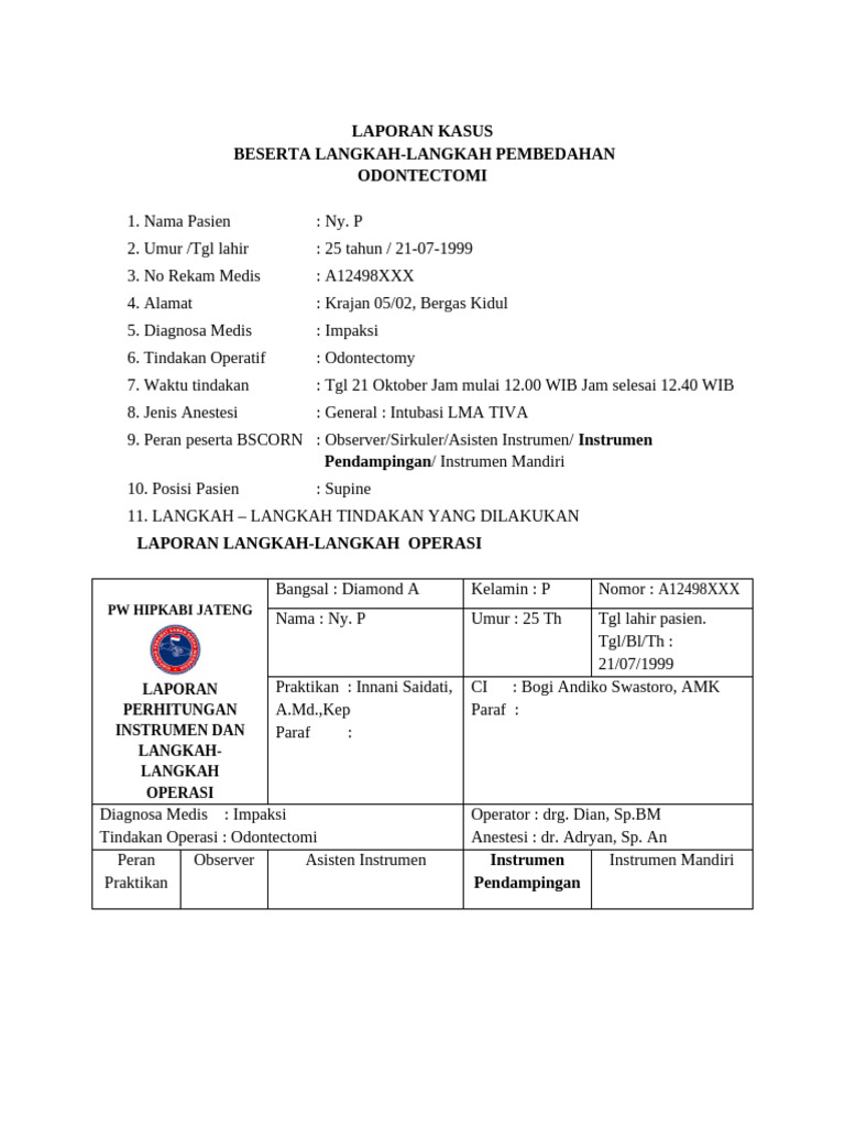 Laporan Kasus Odontectomi Innani | PDF