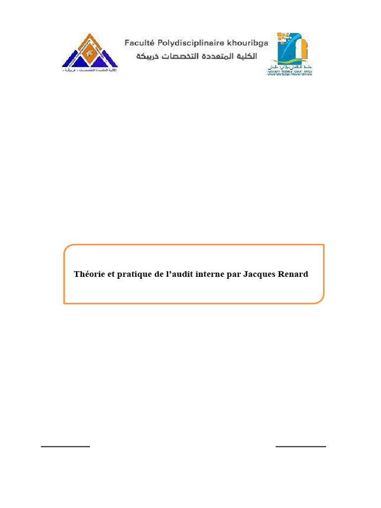 Imane Fjouji Théorie et pratique de l'audit interne de Jacques Renard | PDF | Contrôle interne ...