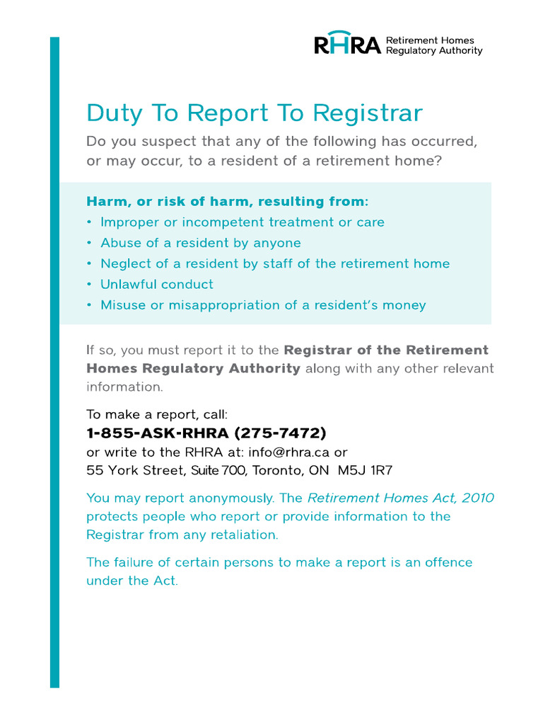 Section - 75 (RHRA) Duty To Report | PDF